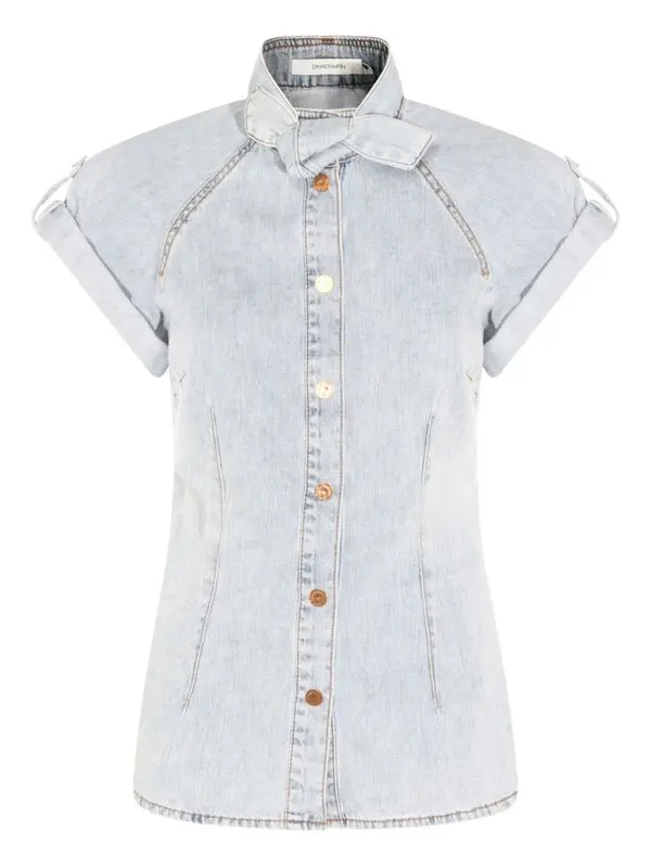 Zimmermann Bow Detail Denim Top - Multicolor