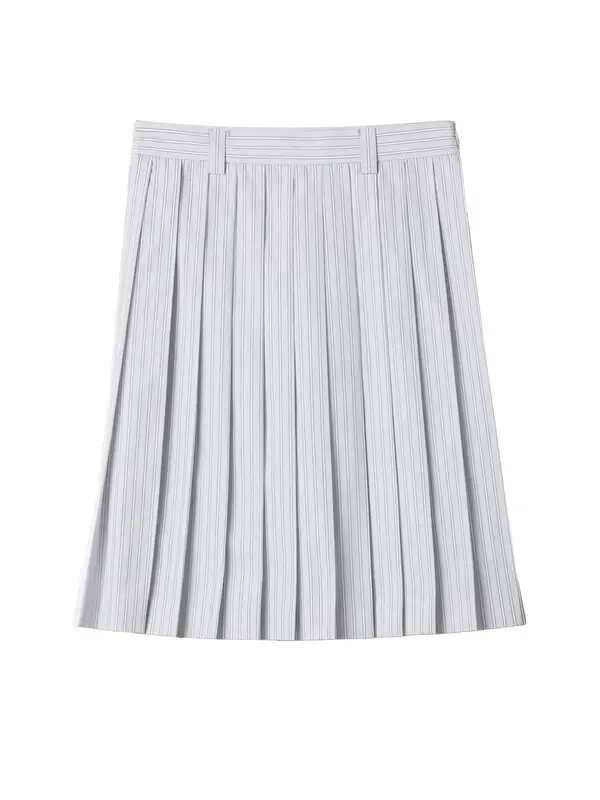 Miu Miu Pleated Striped Cotton Skirt