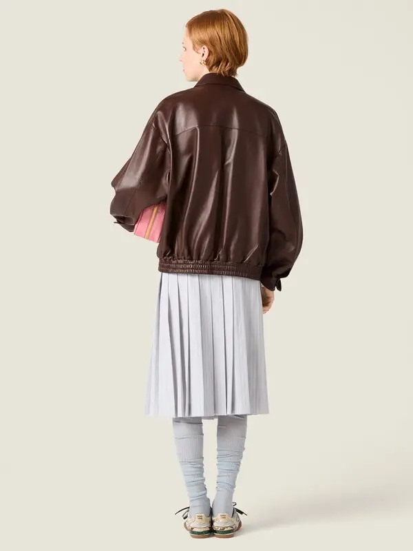 Miu Miu Pleated Striped Cotton Skirt