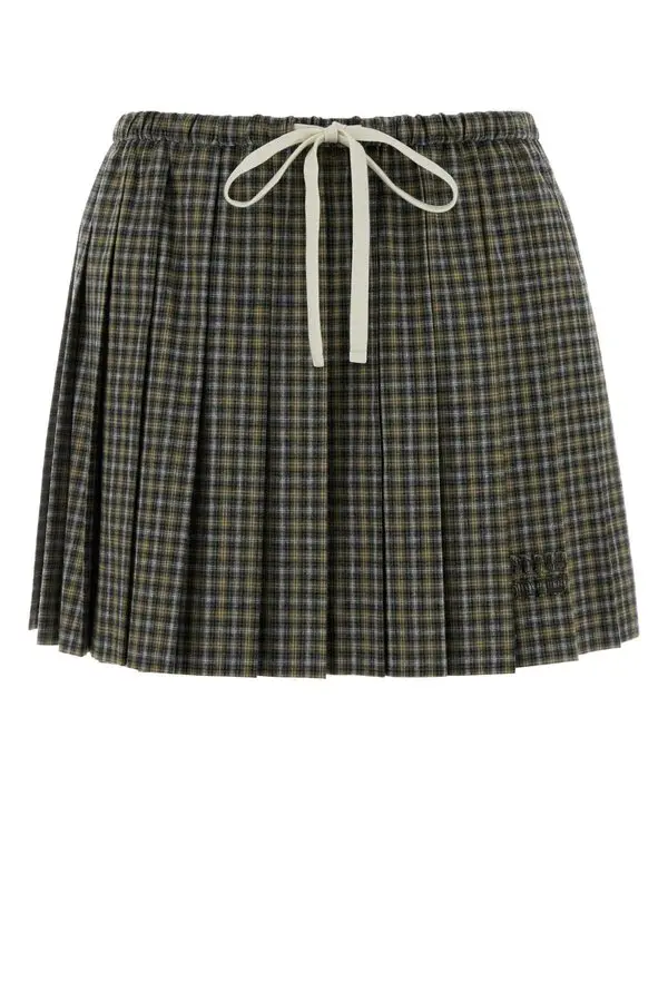 Miu Miu Pleated Striped Cotton Skirt - Multicolor