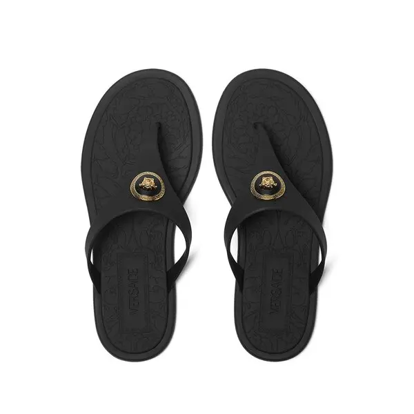 Versace Medusa Head Motif Rubber Flip-flops - Black