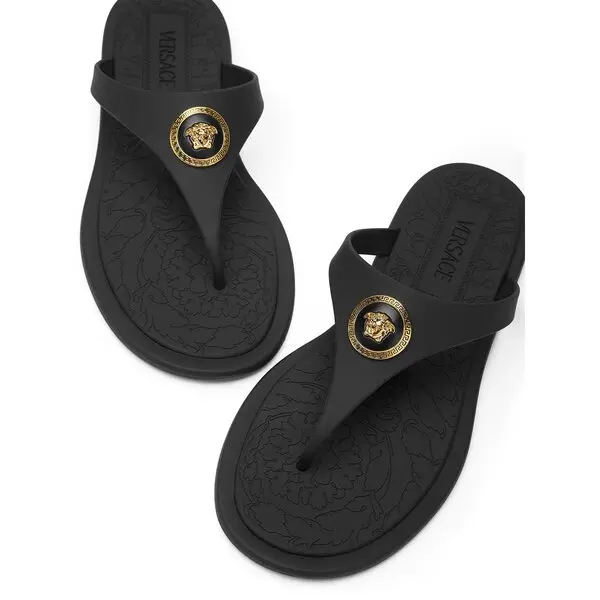 Versace Medusa Head Motif Rubber Flip-flops - Black