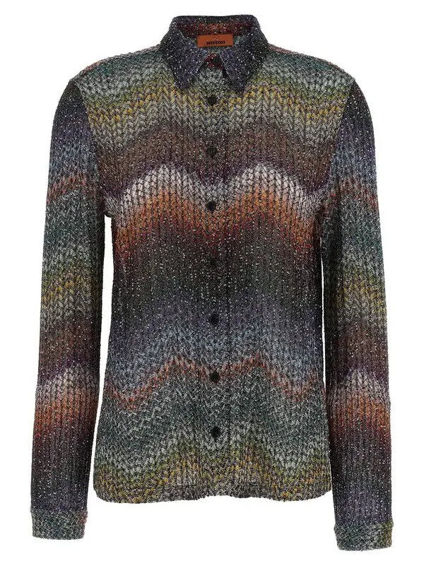 Missoni Sequin Zigzag Pattern Viscose Lamé Shirt - Multicolor