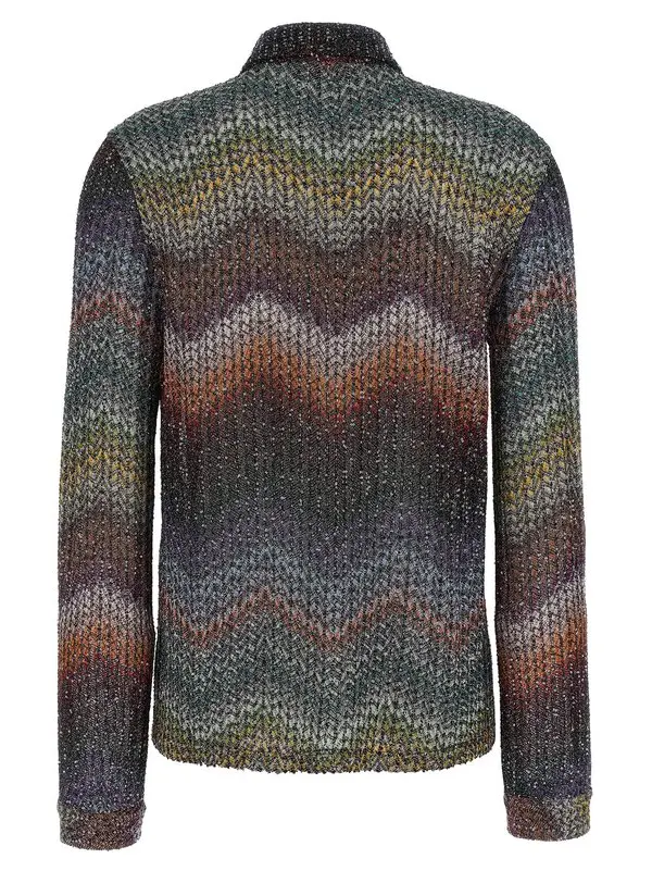 Missoni Sequin Zigzag Pattern Viscose Lamé Shirt - Multicolor