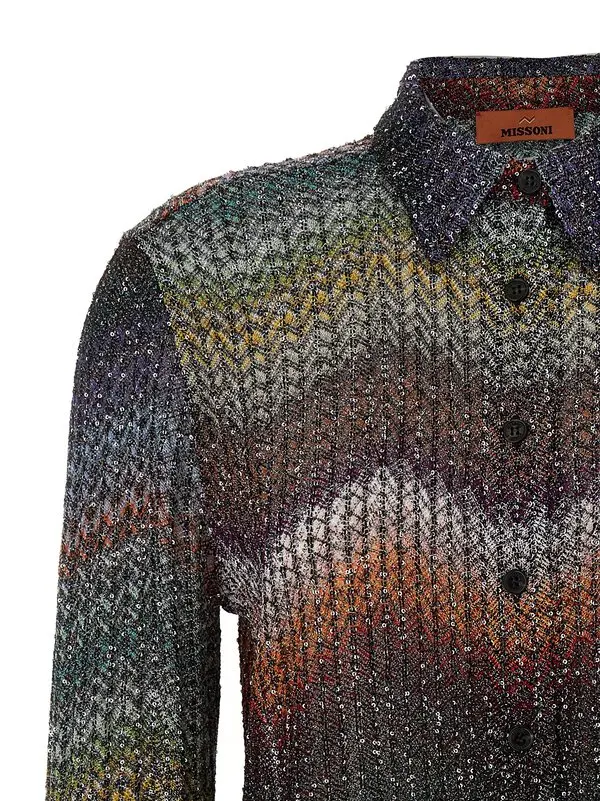Missoni Sequin Zigzag Pattern Viscose Lamé Shirt - Multicolor