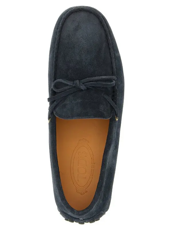 TOD'S Gommino Suede Loafers With Embossed Logo - Blue