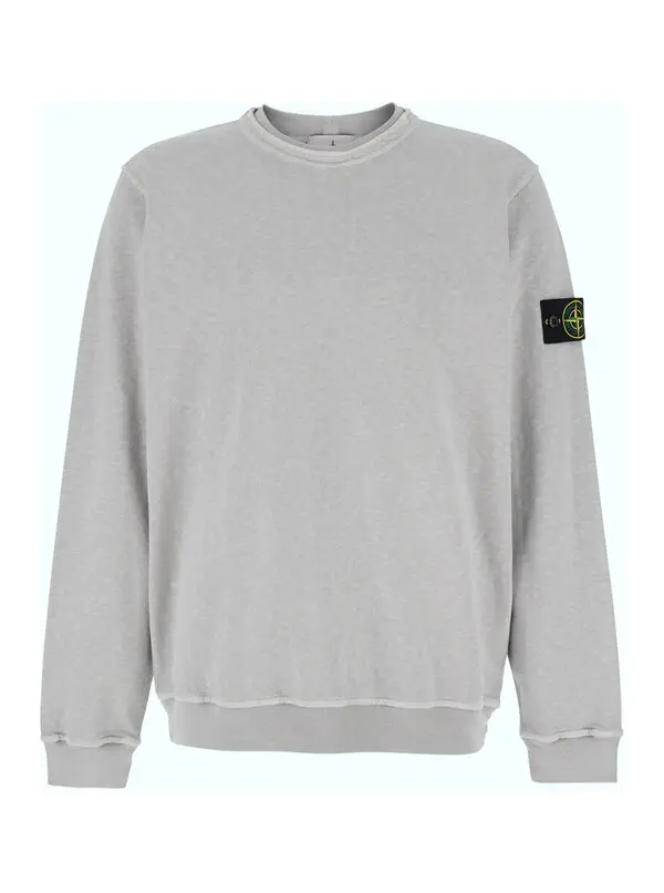Stone Island Cotton Crewneck Sweatshirt With Logo Patch - Gray