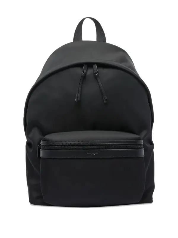 Saint Laurent City Backpack In Econyl®, Smooth Leather And Nylon - Black