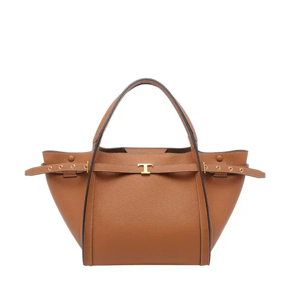 TOD'S Small Leather Handbag With T Timeless Logo - Brown