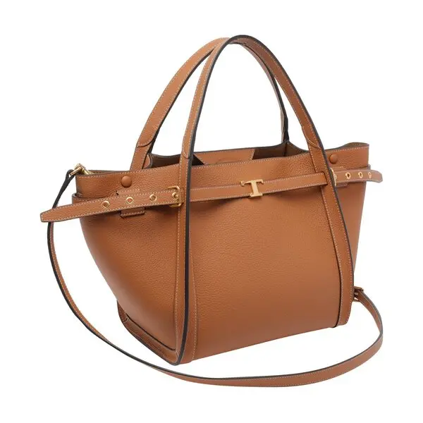 TOD'S Small Leather Handbag With T Timeless Logo - Brown
