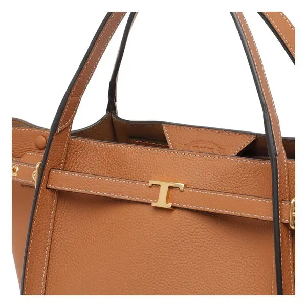 TOD'S Small Leather Handbag With T Timeless Logo - Brown