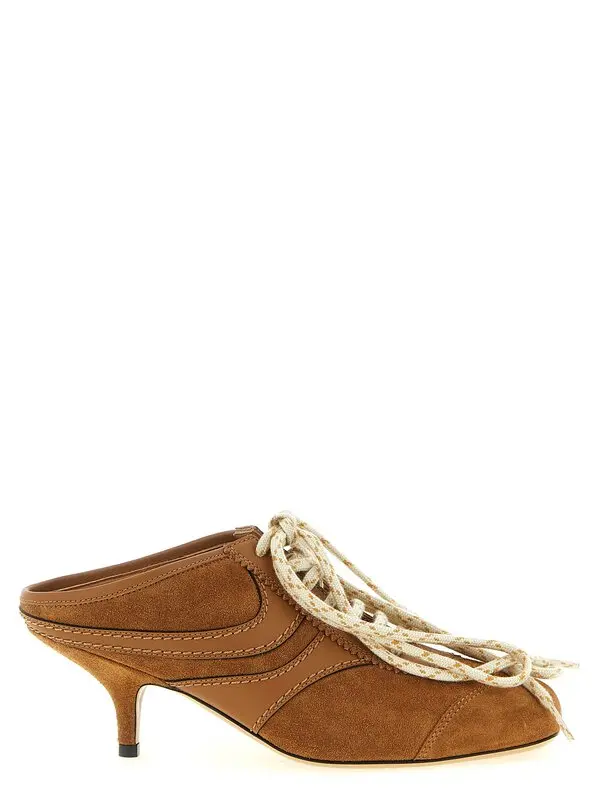 Dries Van Noten Heeled Suede Lace-up Mules - Brown