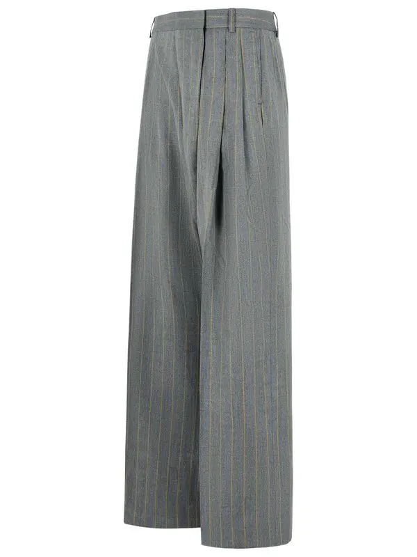 GANNI Grey Wool Blend Trousers - Gray
