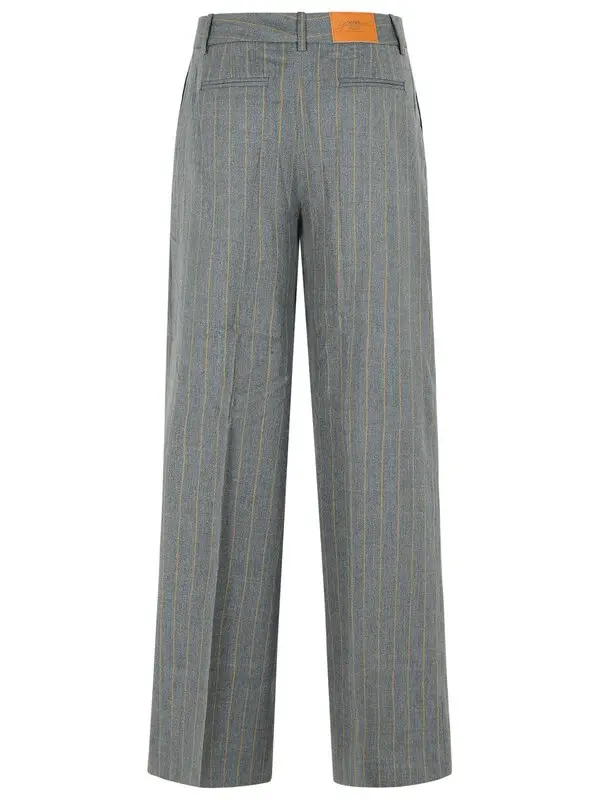 GANNI Grey Wool Blend Trousers - Gray