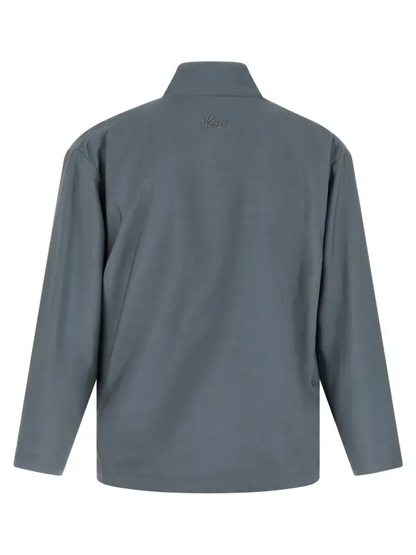Kenzo Kimono Blazer With Logo Detail - Gray