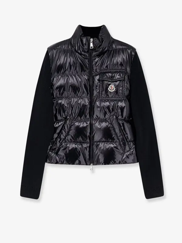 Moncler Down Jacket With Virgin Wool Inserts - Multicolor
