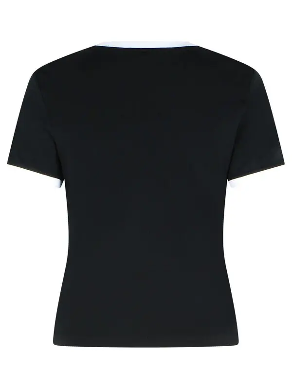 Versace Ribbed Viscose T-shirt With Contrast Logo - Black