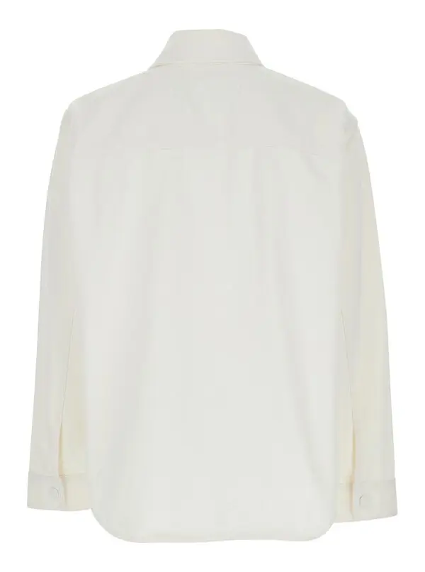 AMI Paris White Long-sleeved Shirt With Classic Collar And De Coeur Logo Embroidered On The Front In Cotton For - Multicolor