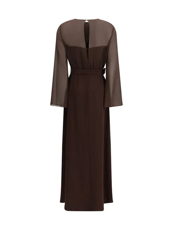P.a.r.o.s.h Long Belted Dress - Brown