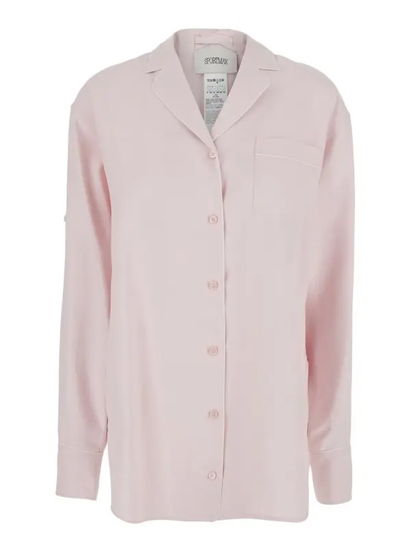 Sportmax Cocco' Pink Oversized Shirt With Notched Collar And Patch Pocket On The Front In Viscose For - Multicolor