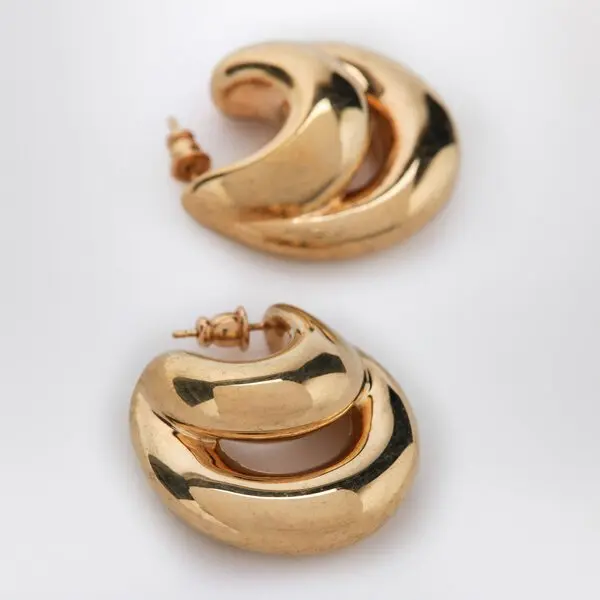 PANCONESI Blow Up Huggie Earrings In Gold Tone - Silver