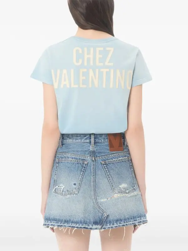 Valentino Garavani Printed Cotton T-shirt - Blue