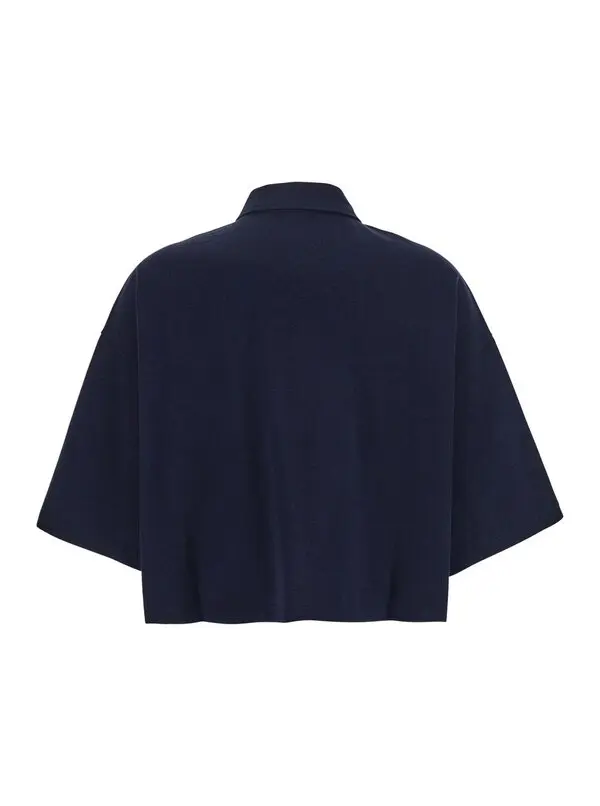Bottega Veneta Cropped Cotton Piquet Polo Shirt With Embroidered Logo - Multicolor