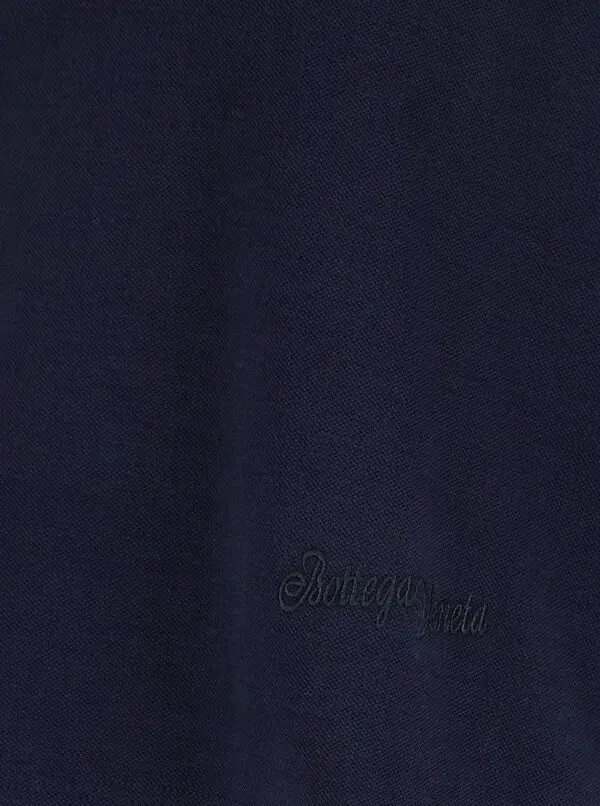 Bottega Veneta Cropped Cotton Piquet Polo Shirt With Embroidered Logo - Multicolor