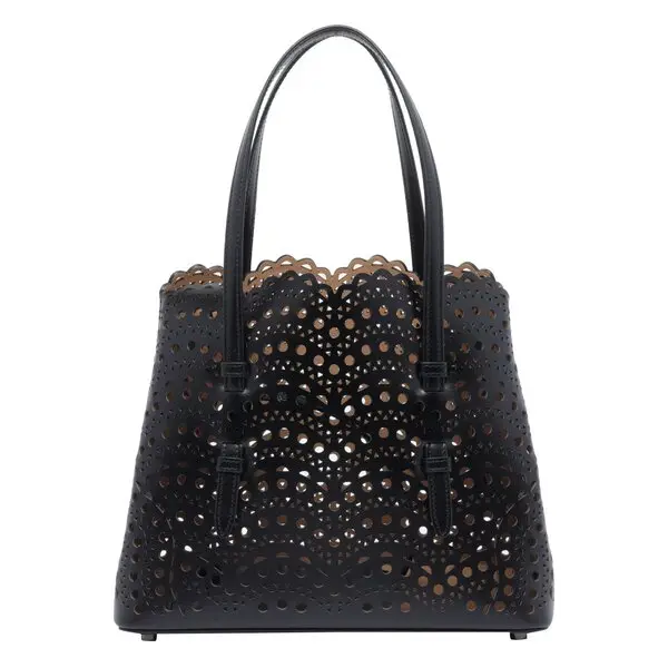 Alaïa Mina 25 Perforated Leather Handbag - Black
