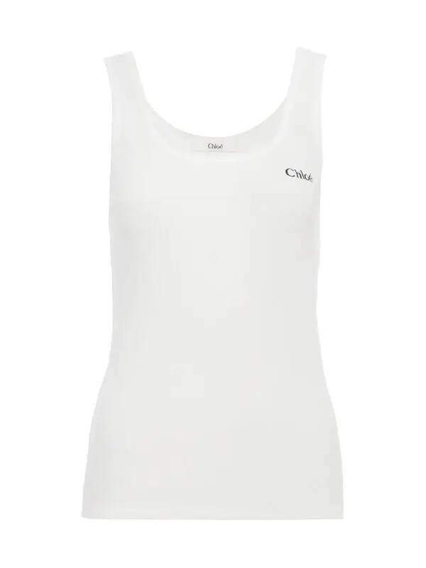Chloé Ribbed Tank Top - White