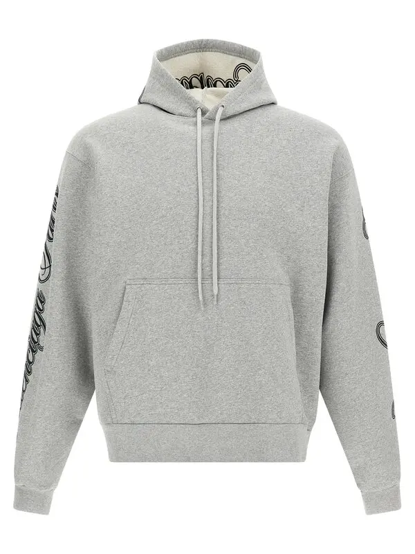 Balenciaga Cursive Embroidered Fleece Hoodie - Gray