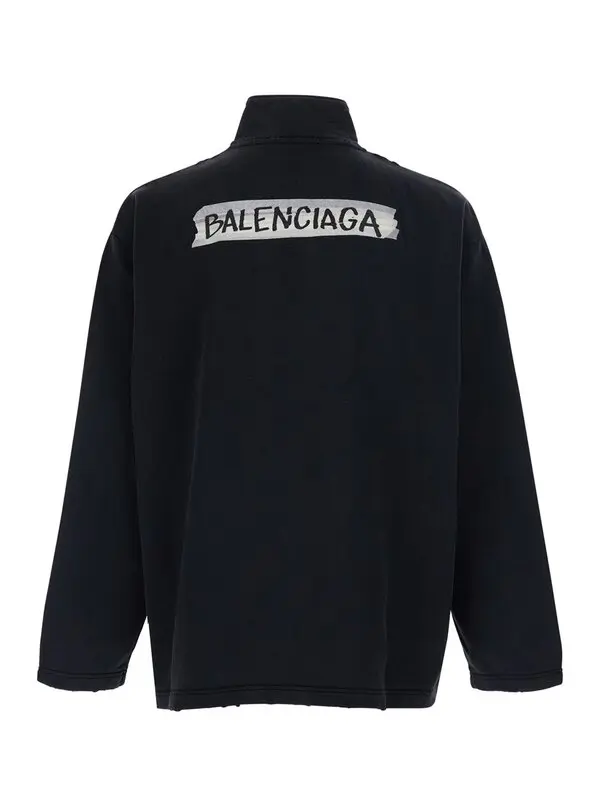 Balenciaga Cotton Half-zip Sweatshirt With Printed Logo - Multicolor