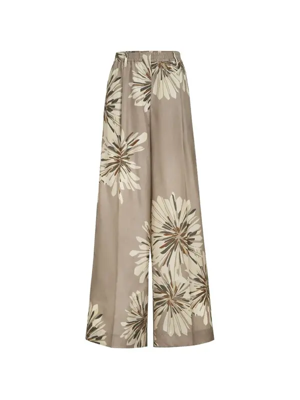 Brunello Cucinelli Printed Silk Trousers - Multicolor