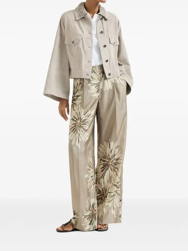 Brunello Cucinelli Printed Silk Trousers - Multicolor
