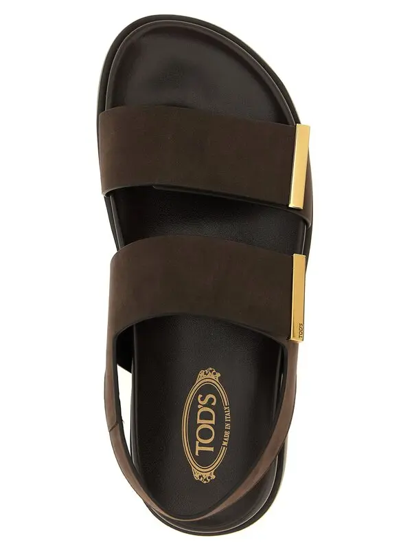 TOD'S Nubuck Sandals With Embossed Logo Detail