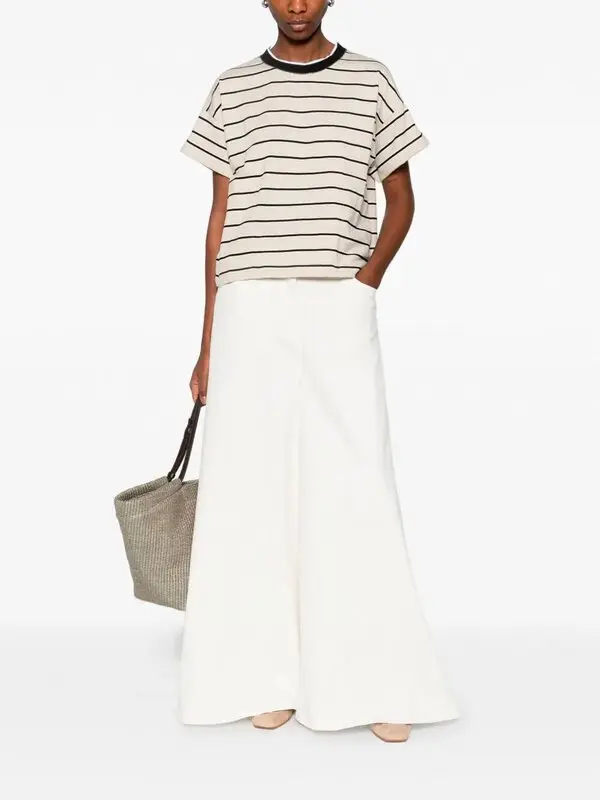 Brunello Cucinelli Wide Leg Cotton Pants - Multicolor