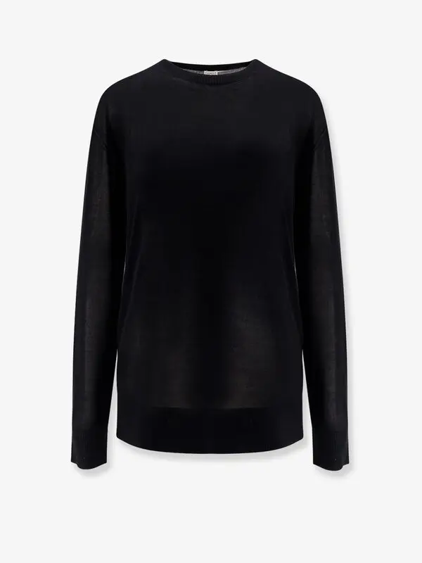 TOTEME Lyocell And Cashmere Blend Crew Neck Long Sleeve Sweater - Black