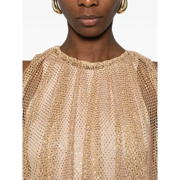 Sportmax Sleeveless Round Neck Gathered Hem Top