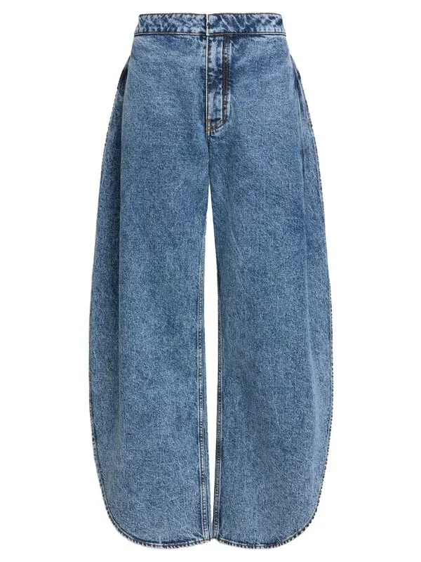 Alaïa Petal Denim Pants With Side Slit - Blue