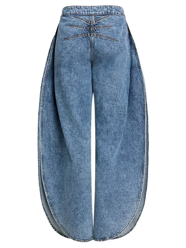 Alaïa Petal Denim Pants With Side Slit - Blue