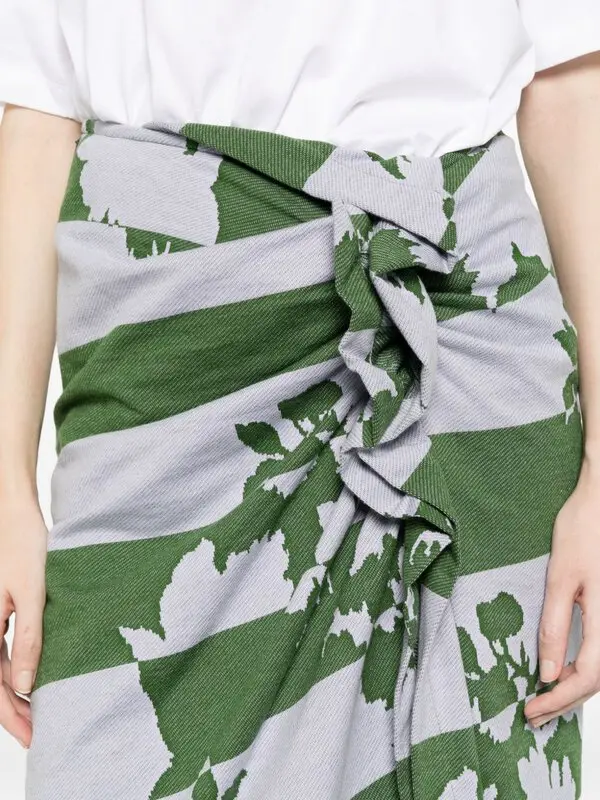 Dries Van Noten Cotton Wrap Skirt With Graphic Print
