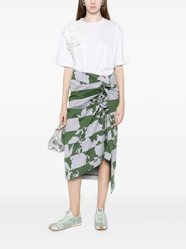 Dries Van Noten Cotton Wrap Skirt With Graphic Print - Multicolor