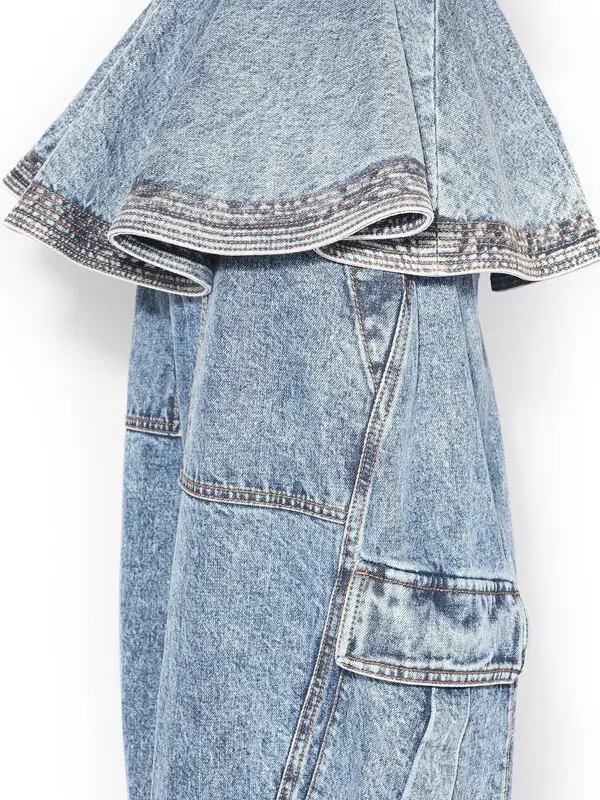 Alaïa Peplum Denim Top - Blue