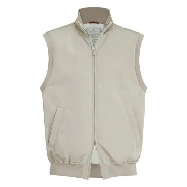 Brunello Cucinelli Zip-up High-neck Padded Vest - Cream