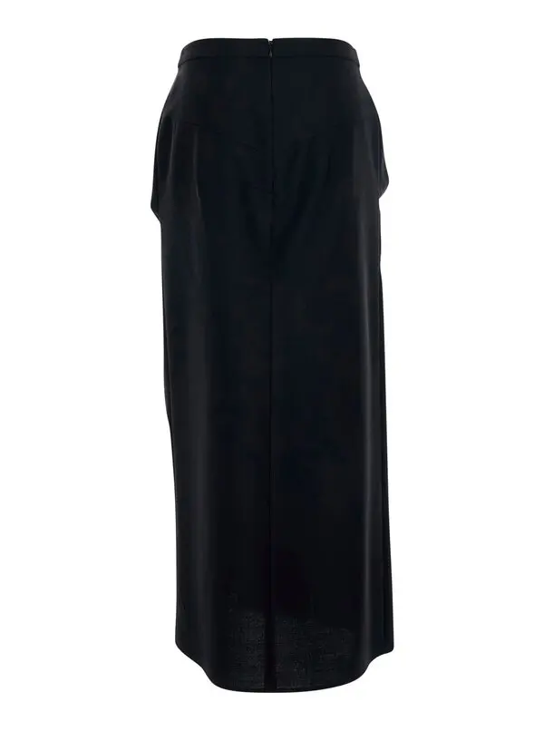 Givenchy Black Wrap Design Pencil Skirt