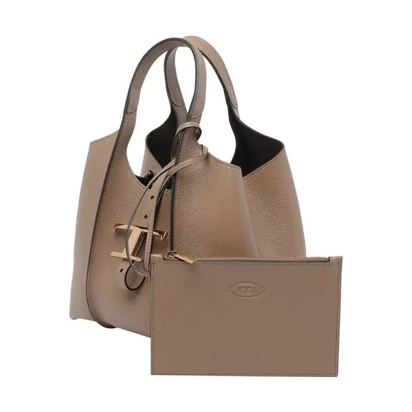 TOD'S Mini Leather T Timeless Shopping Bag - Brown