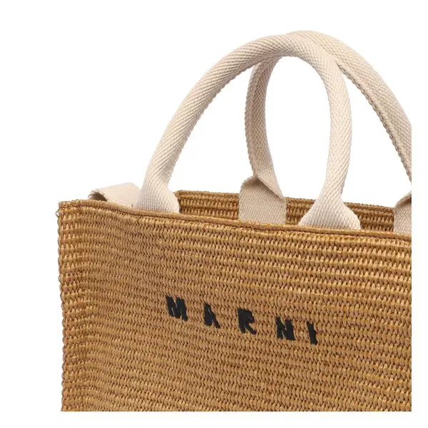 Marni Small Raffia Effect Basket Tote Bag - Cream