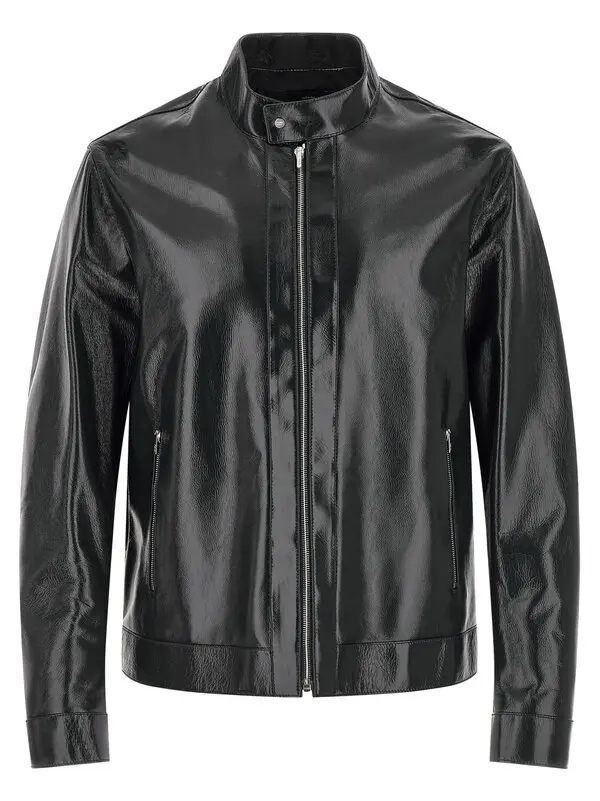 Fendi Lacquered Leather Blouson Jacket - Blue
