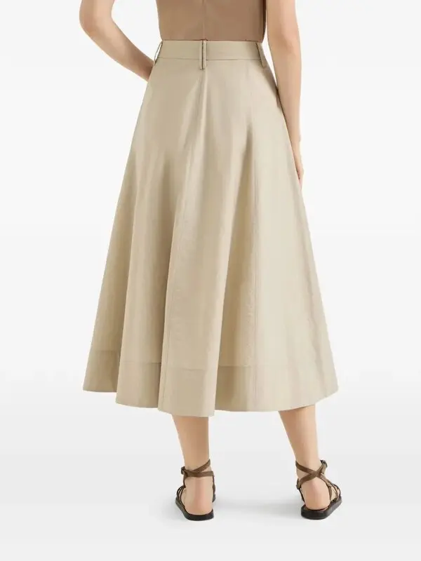 Brunello Cucinelli Cotton Pleated Skirt - Multicolor