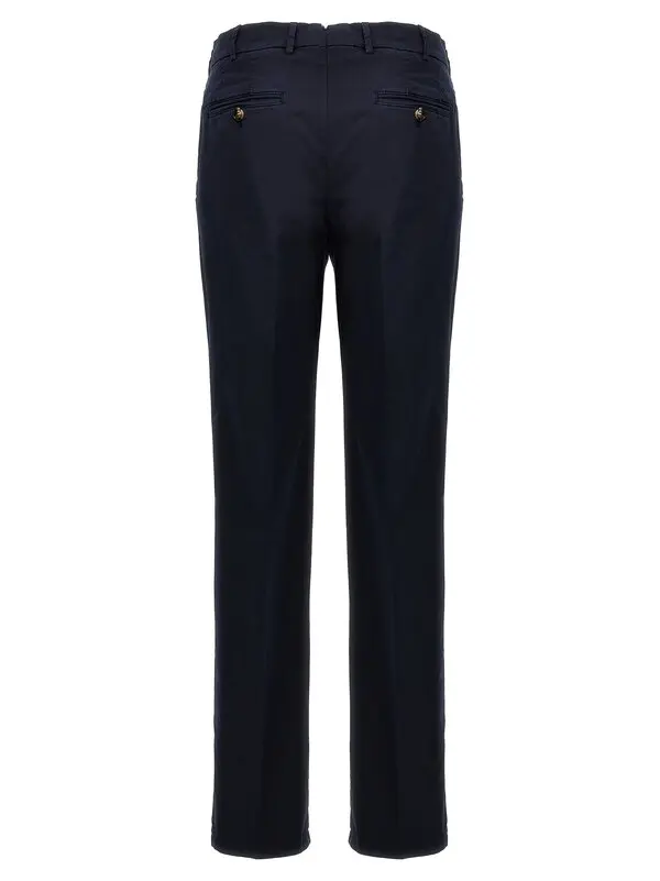 Brunello Cucinelli Flat Front Cotton Blend Trousers - Blue